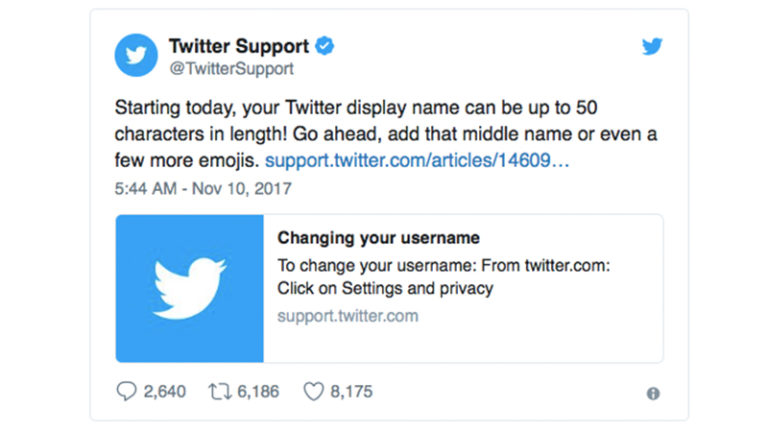 Twitter display name limit increased to 50 characters - TechDotMatrix